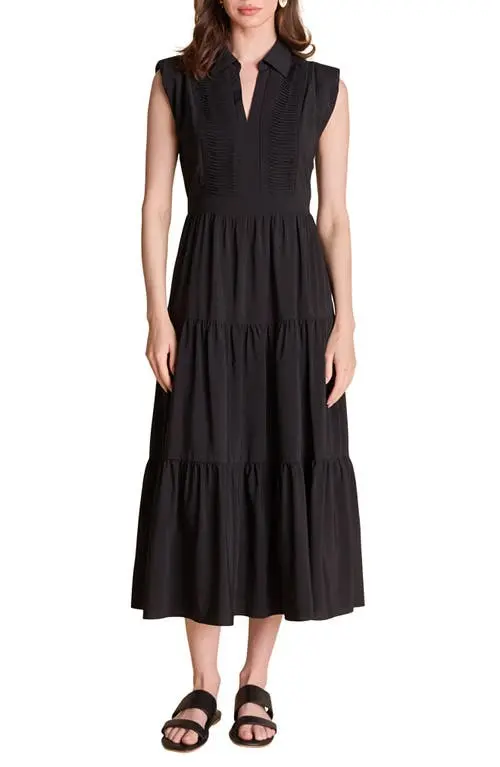 Endless Rose Pintuck Tiered Midi Dress - Black