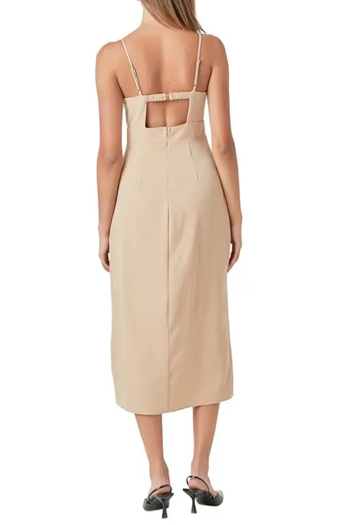 Endless Rose Ruched Bust Midi Dress - Khaki