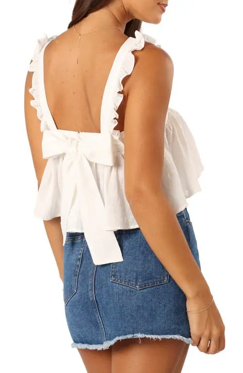 PETAL & PUP Raye Ruffle Strap Crop Top - White