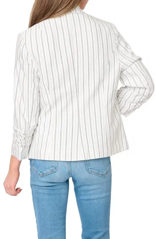GIBSONLOOK Pinstripe Ruched Sleeve Blazer