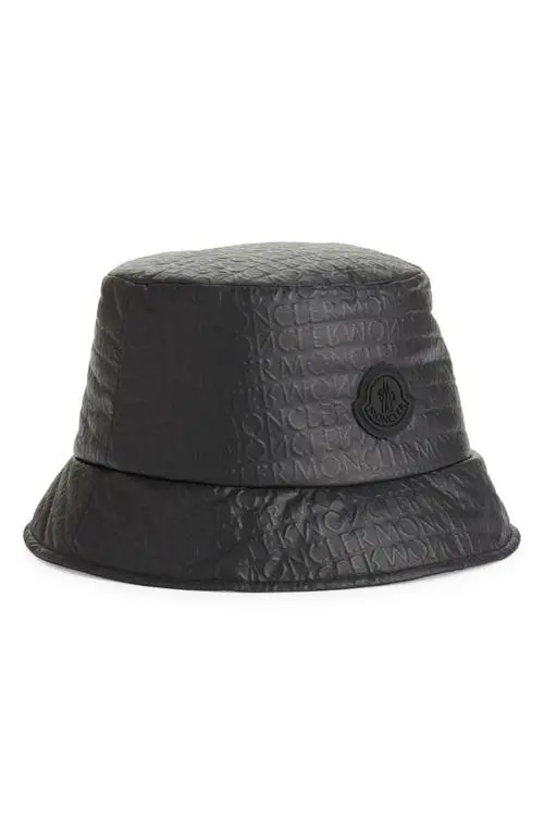 Moncler Embossed Nylon Bucket Hat - Black