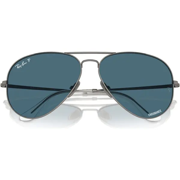 Ray-ban 58mm Polarized Oversized Aviator Sunglasses - Polar Blue