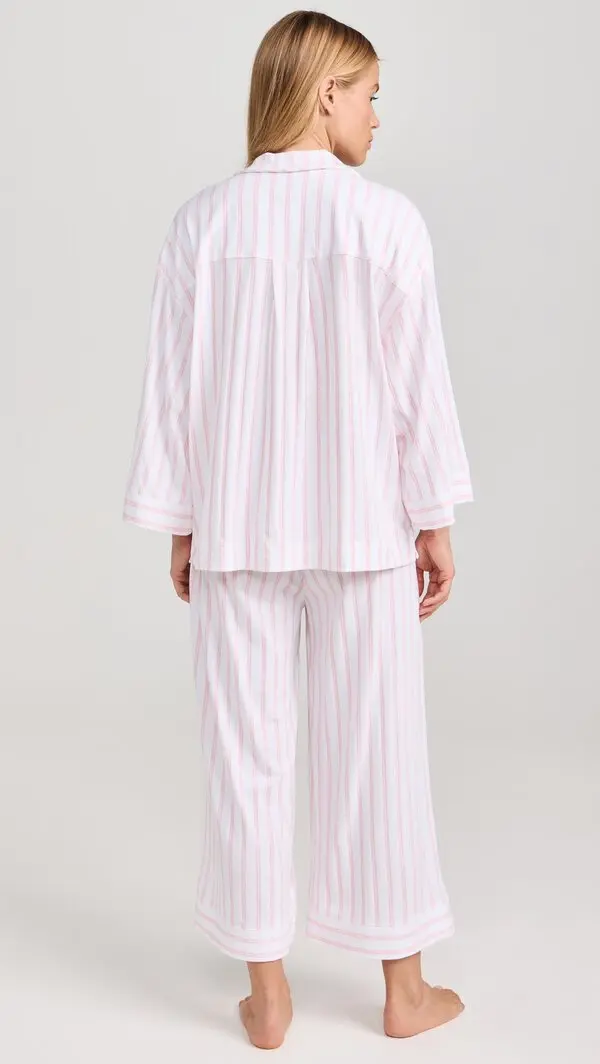 PETITE PLUME Luxe Pink Stripe Wide Leg Pajama Set