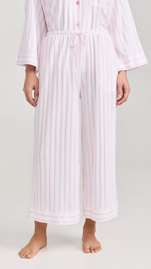PETITE PLUME Luxe Pink Stripe Wide Leg Pajama Set
