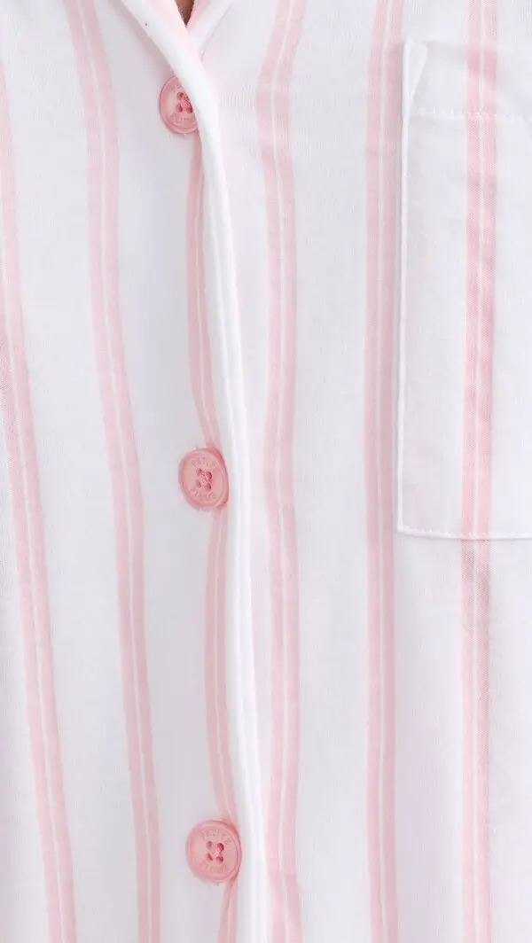 PETITE PLUME Luxe Pink Stripe Wide Leg Pajama Set