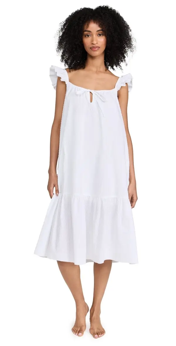 PETITE PLUME Swiss Dots Nightgown - White
