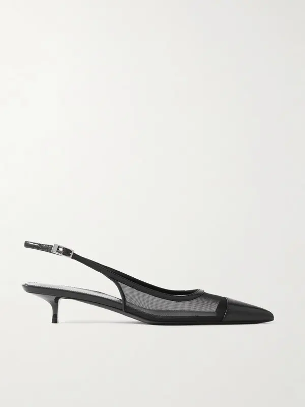 Saint Laurent Oxalis Leather-trimmed Slingback Pumps