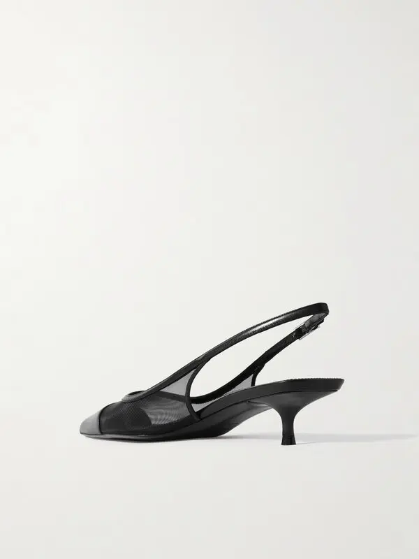 Saint Laurent Oxalis Leather-trimmed Slingback Pumps