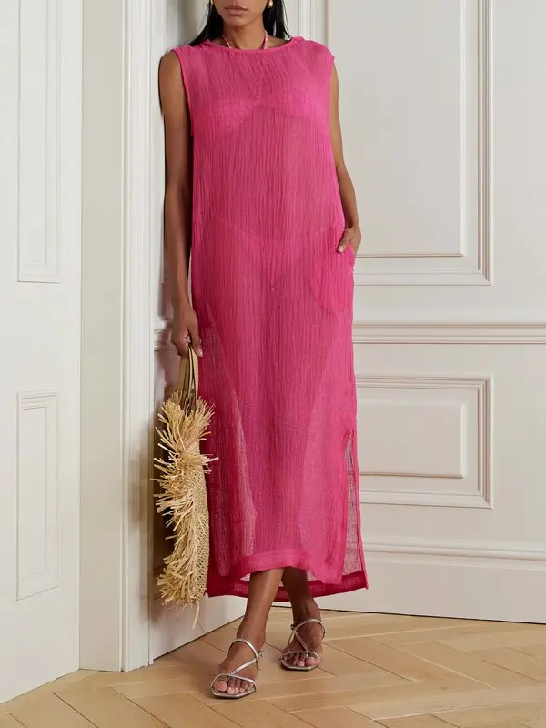 pink gauze maxi dress Leah Gauze Maxi Dress - Pink