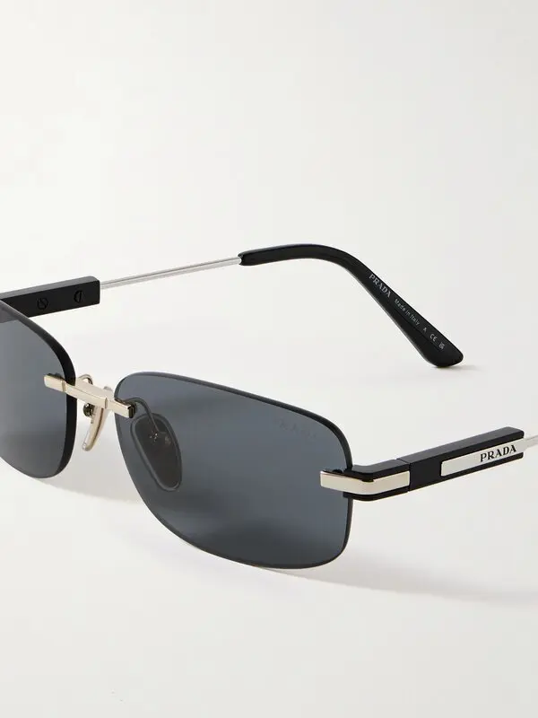 小物 PRADA SPR76B Rimless sunglasses m712 Prada Rimless Rectangle-Frame Sunglasses In Blue - 50% Off