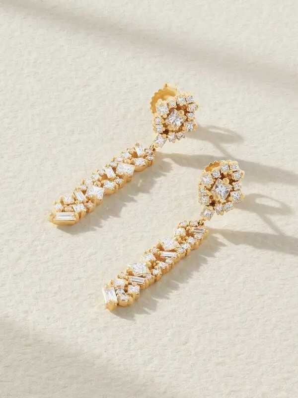 SUZANNE KALAN La Fantasie 18-karat Diamond Earrings - Gold
