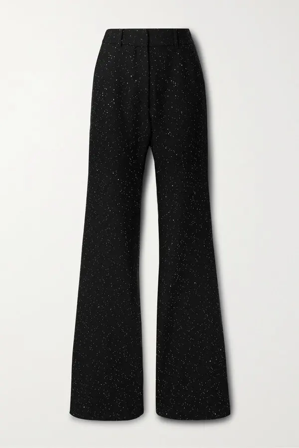 Gabriela Hearst Allanon Sequin-embellished Flared Pants - Black
