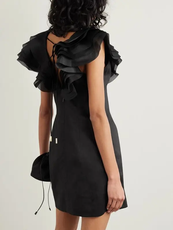 Buy Aje Charmed Ruffled Mini Dress - Black At 69% Off | Editorialist