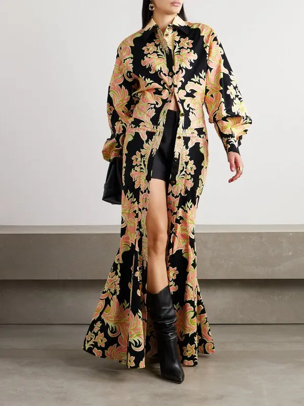 Etro Printed Stretch-cotton Poplin Maxi Dress - Multi