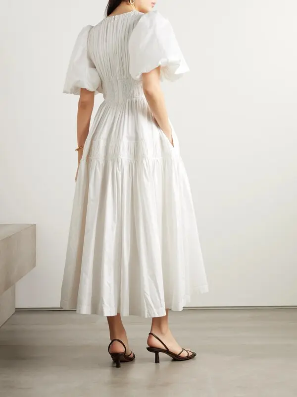 Aje Fallingwater Tiered Cotton-Poplin Midi Dress In Off-White - 60% Off |  Editorialist