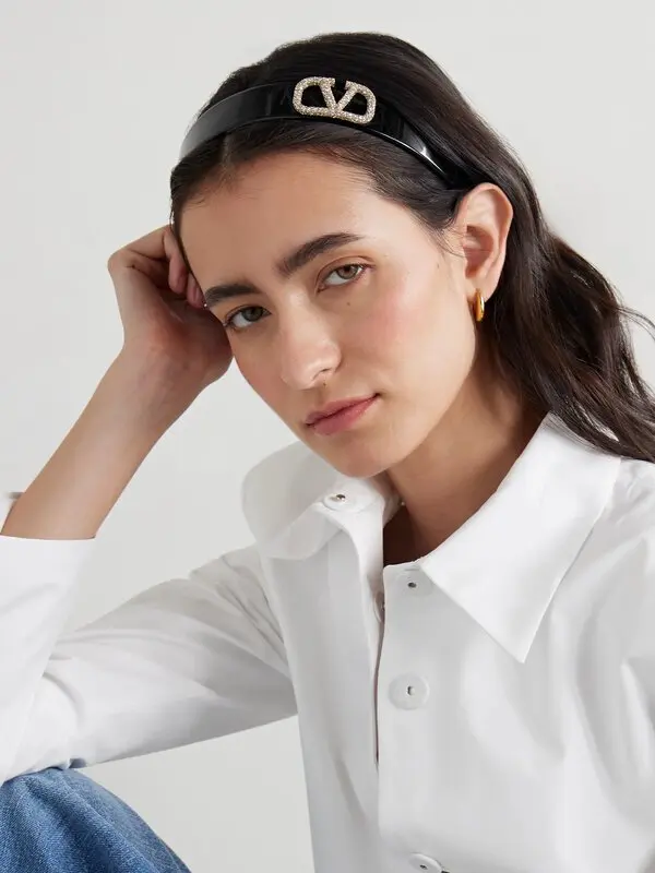 VALENTINO GARAVANI Embellished Resin Headband in Black VALENTINO GARAVANI Embellished Resin Headband | endource main image 2
