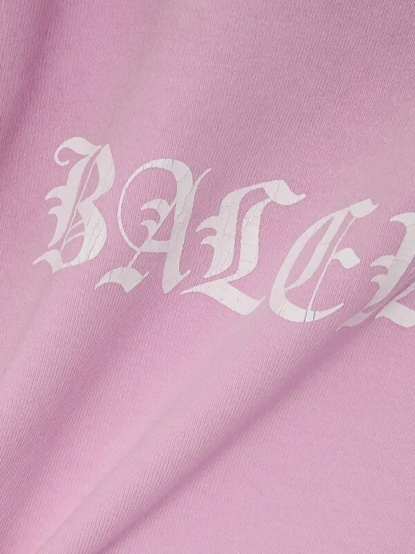Balenciaga Cropped Distressed Logo T-shirt - Pink