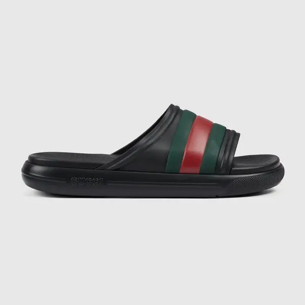 Gucci Web Rubber Slide Sandal