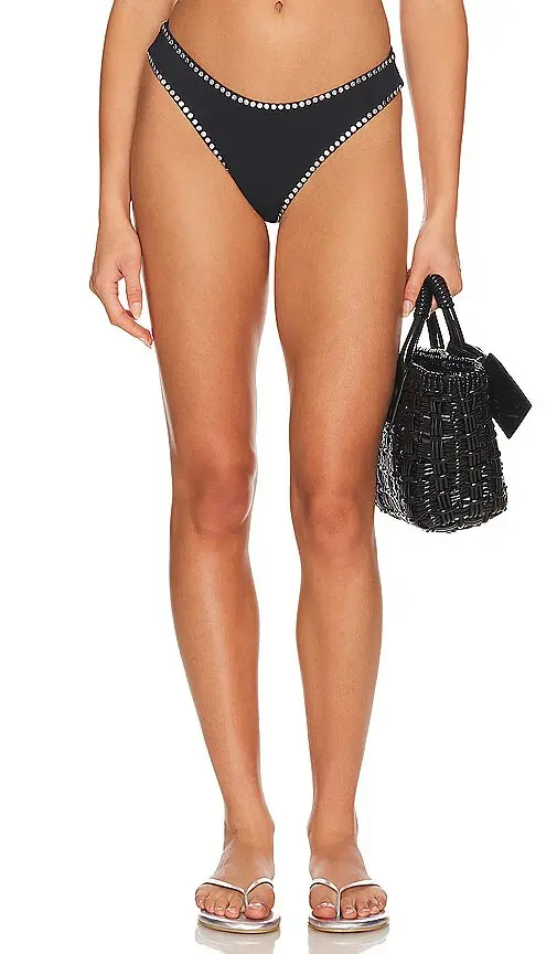 MILLY Cabana Heat Set Bikini Bottom - Black