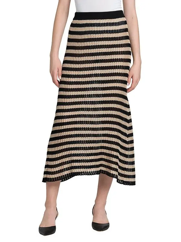 Kiton Striped Knit Silk Midi-skirt
