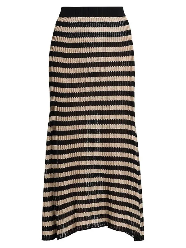 Kiton Striped Knit Silk Midi-skirt