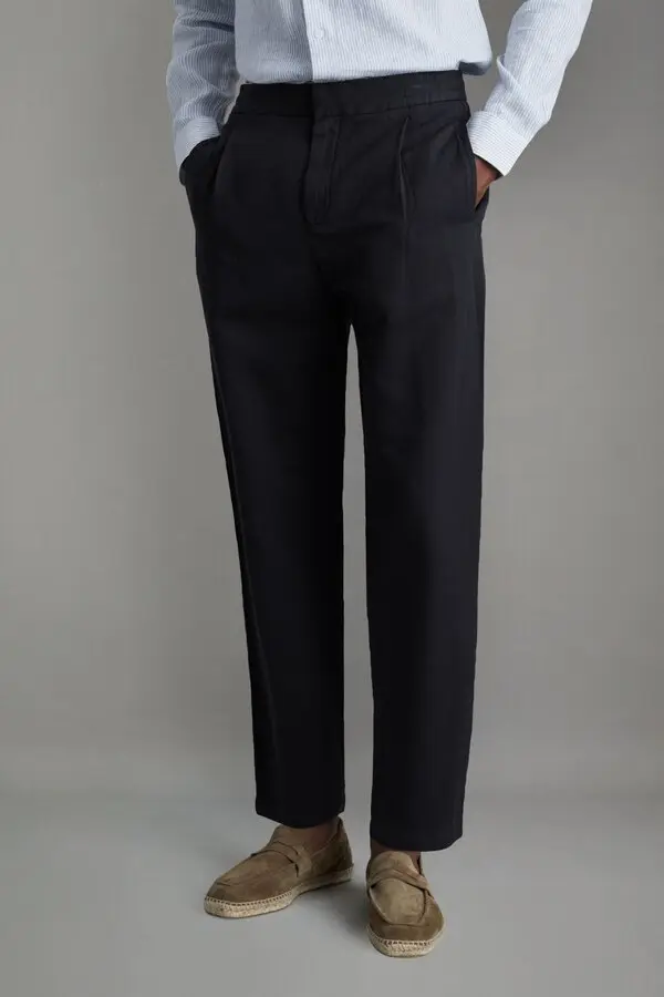 REISS Pact Relaxed Cotton/linen Blend Trousers