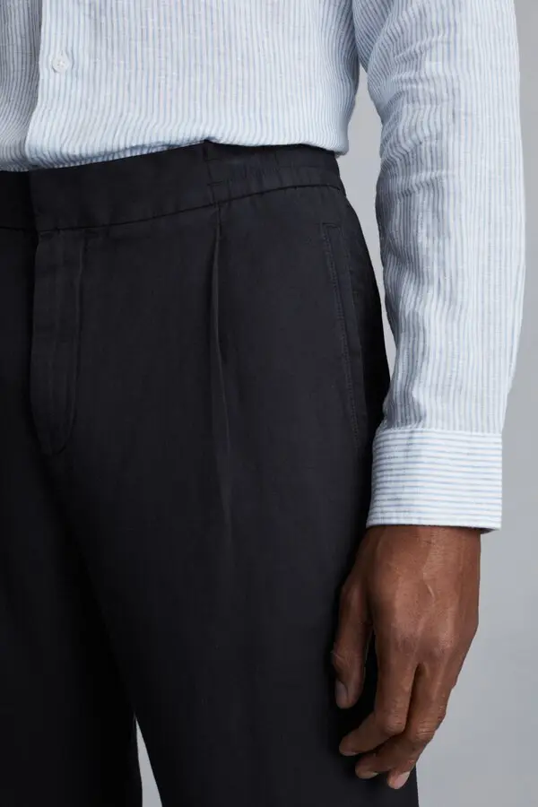 REISS Pact Relaxed Cotton/linen Blend Trousers