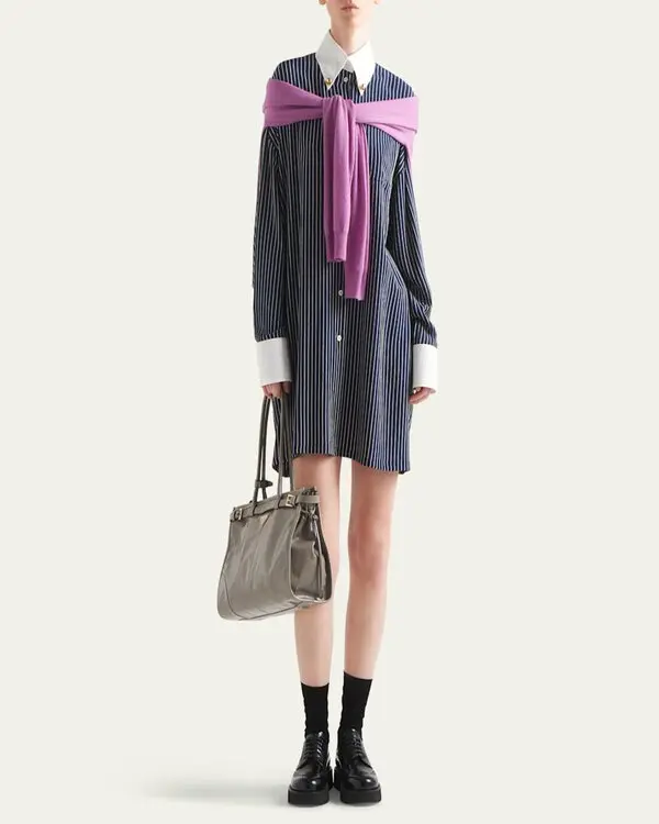 Prada Marocaine Striped Oversized Shirt - Blu Naturale