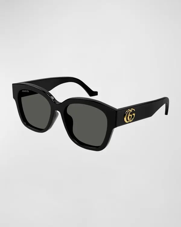Gucci Gg Logo Acetate Square Sunglasses - Black