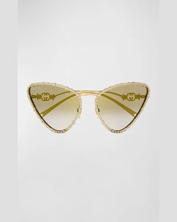 Gucci Gg Star Embellished Cat-Eye Sunglasses - Gold 