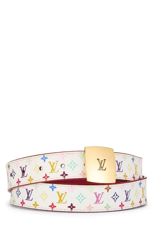LOUIS VUITTON Takashi Murakami X Monogram Multicolore Ceinture 90 - White