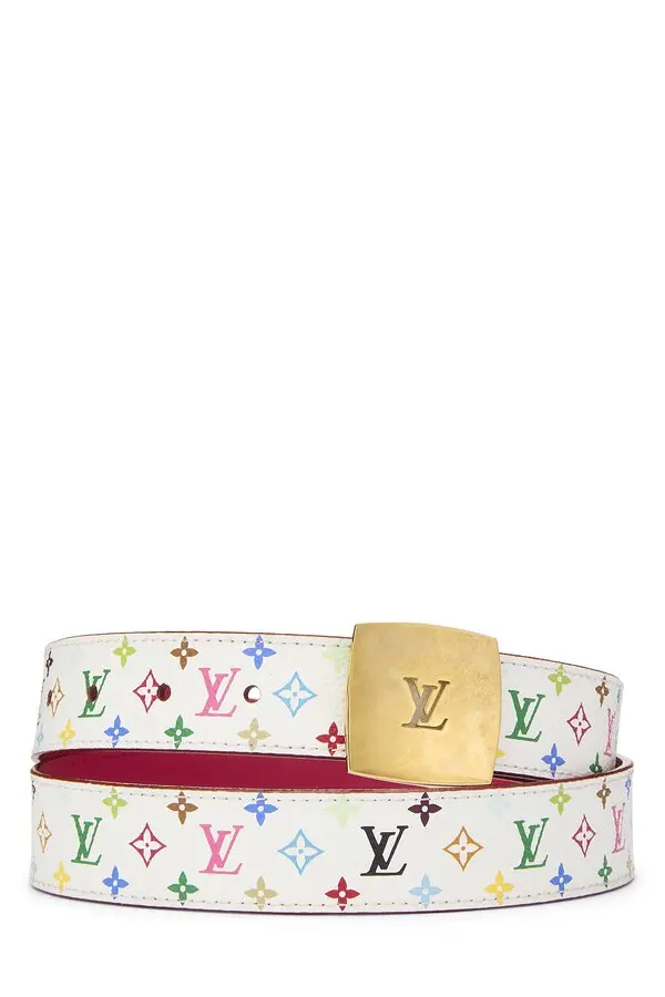 LOUIS VUITTON Takashi Murakami X Monogram Multicolore Ceinture 90 - White