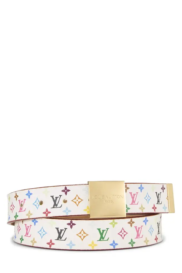 LOUIS VUITTON Takashi Murakami X Monogram Multicolore Ceinture 90 - White