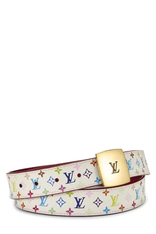LOUIS VUITTON Takashi Murakami X Monogram Multicolore Ceinture 90 - White