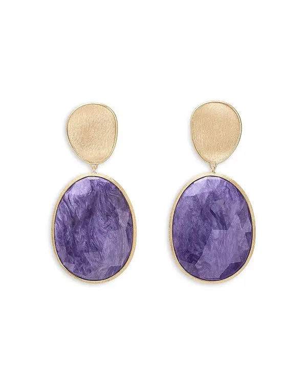 Marco Bicego 18k Yellow Gold Lunaria Drop Earrings - Charoite/gold