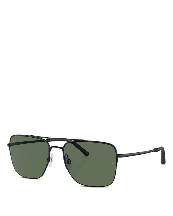 Oliver Spencer Aviator Sunglasses, 56mm - Black/green Polarized Solid