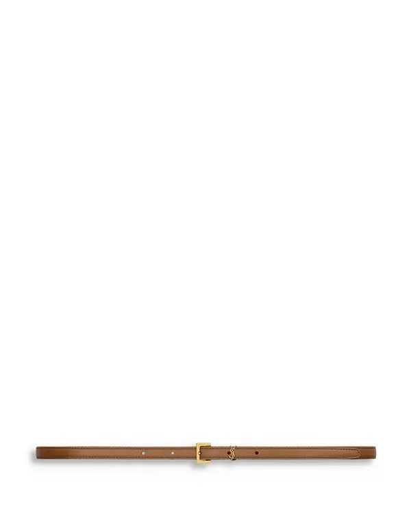 Saint Laurent Cassandre Extra-thin Belt In Smooth Leather - Ginger Bread