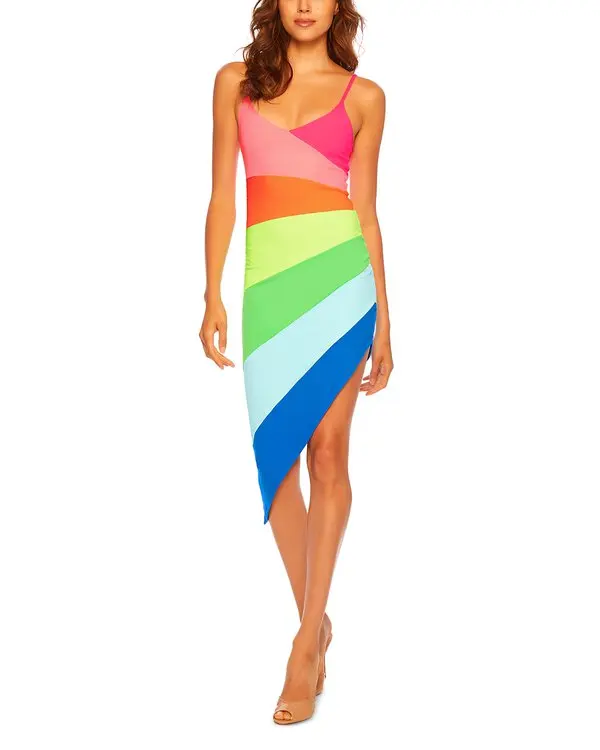 Asymmetric Color Blocked Dress