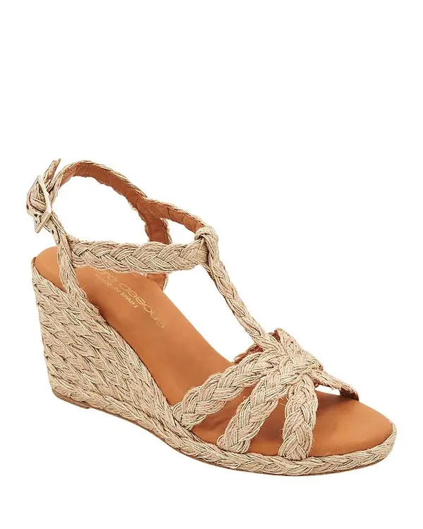 Andre Assous Madina Strappy Raffia Espadrille Wedge Sandals - Gold
