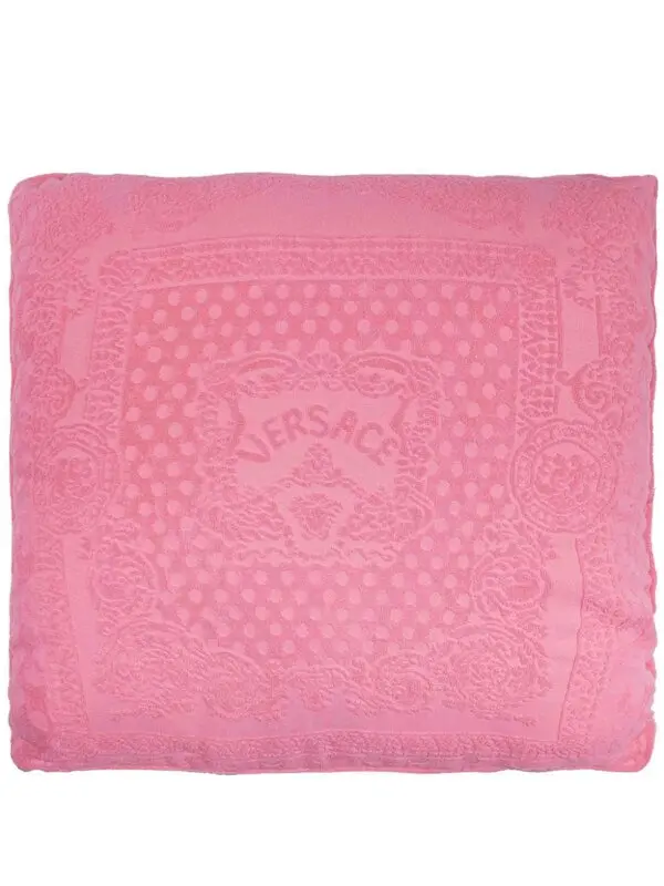 Versace La Vacanza Logo-embroidered Cushion - Pink