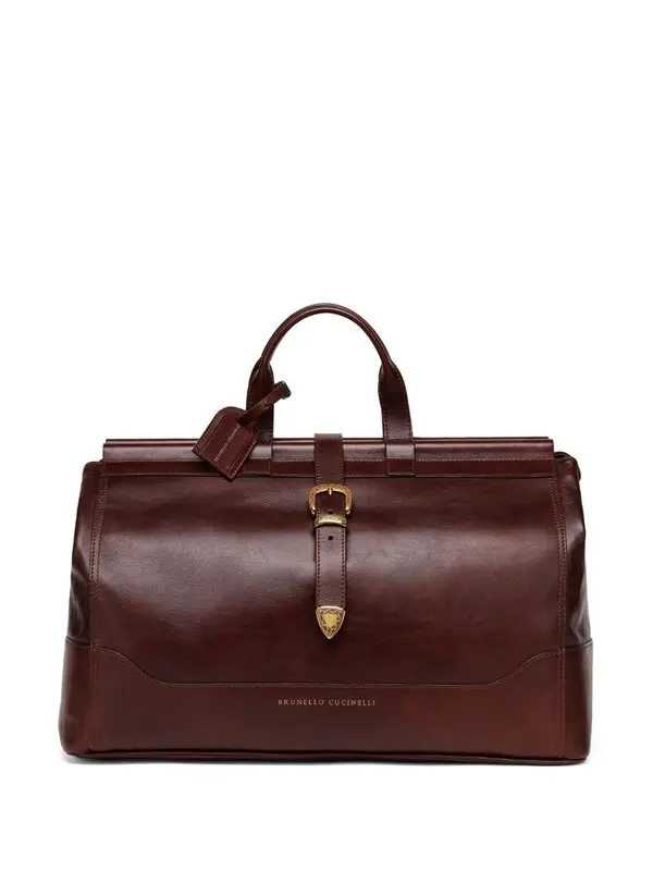 Brunello Cucinelli Logo-stamp Leather Holdall