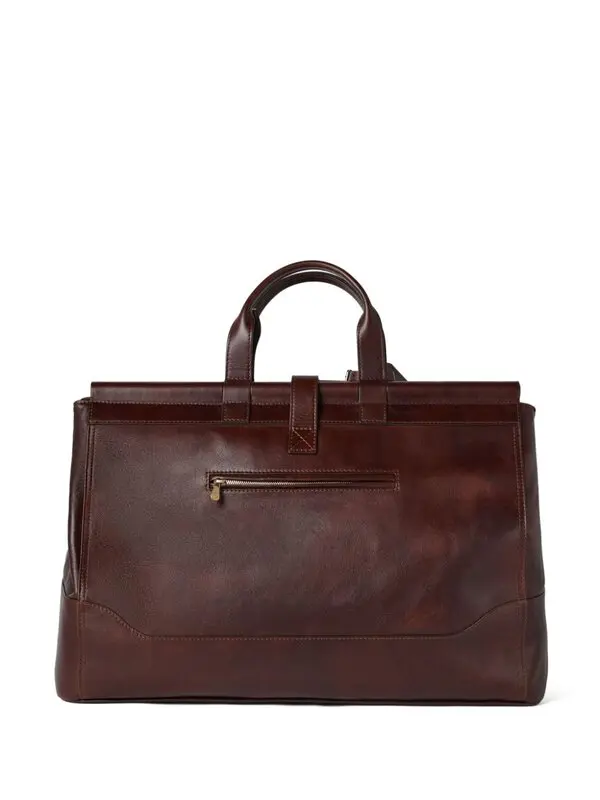 Brunello Cucinelli Logo-stamp Leather Holdall