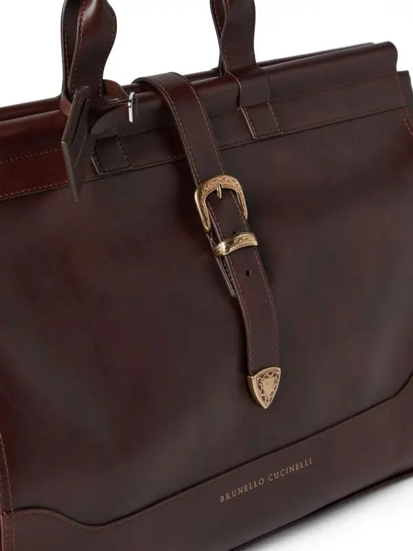 Brunello Cucinelli Logo-stamp Leather Holdall