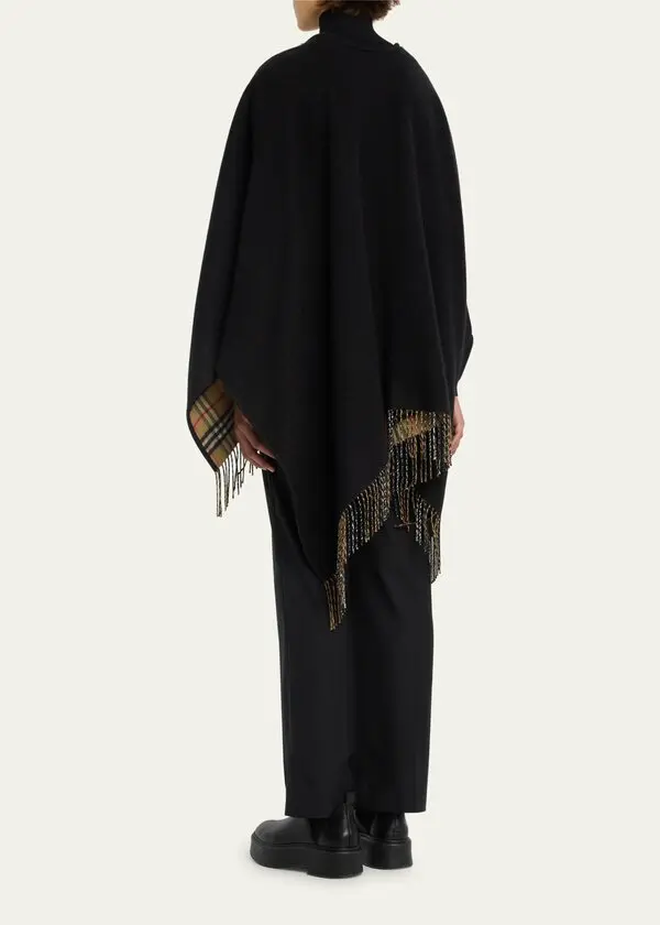 Burberry Vintage-style Check Fringed Wool Cape