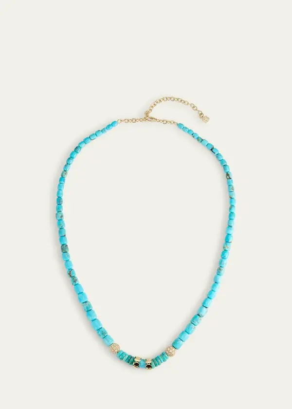 SYDNEY EVAN Turquoise And Diamond Necklace
