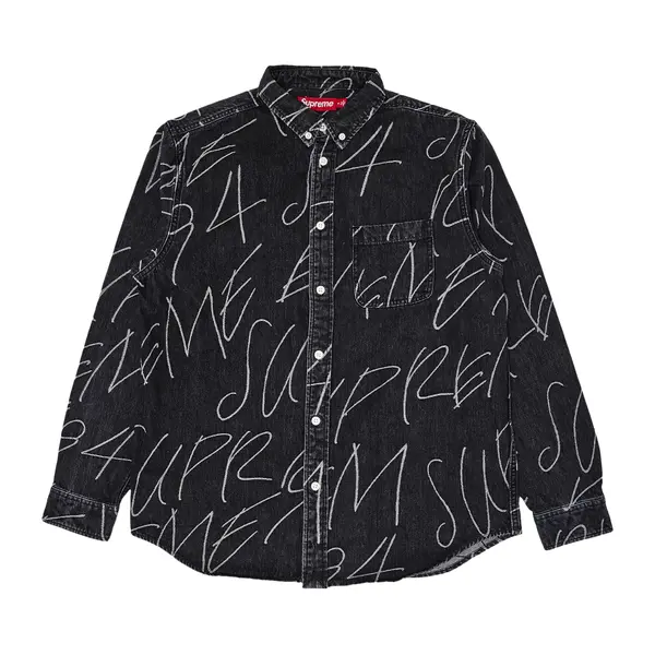 Supreme Handwriting Jacquard Denim Shirt 