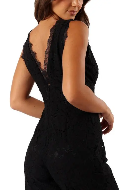 PETAL & PUP Eloise Cotton Blend Lace Jumpsuit - Black