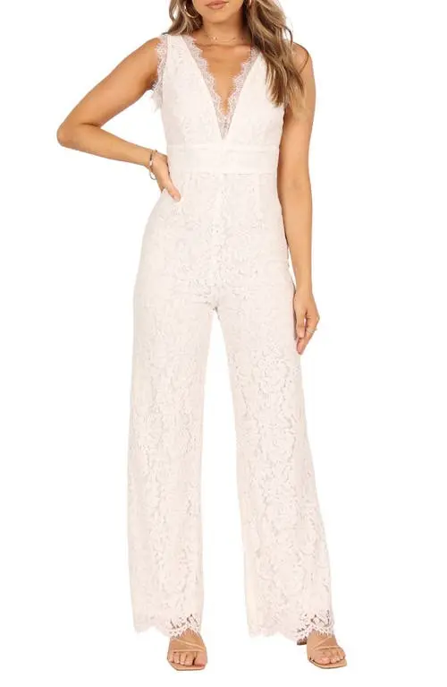 PETAL & PUP Eloise Cotton Blend Lace Jumpsuit - Ivory