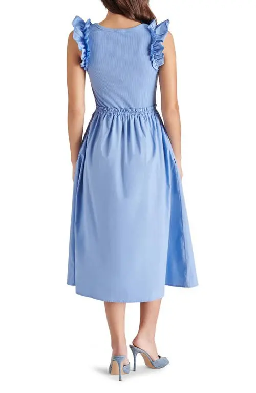 Steve Madden Adela Mixed Media Fit & Flare Dress - Azure Blue | Editorialist