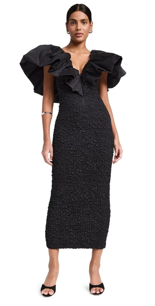 green emerald velvet dress Alma Dress Ivory – Rhoan main image 1